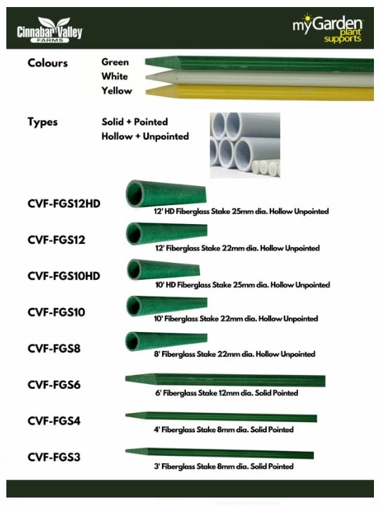 myGarden - 12' Fiberglass Stake Green 22mm dia. Hollow Unpointed - My ...